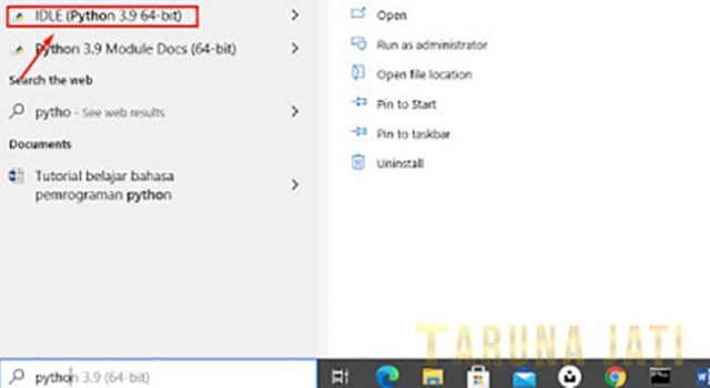 Cara Menjalankan Kode Python Interpreter dan IDLE Python (Teks Editor Python) 2022 - Tarunajati
